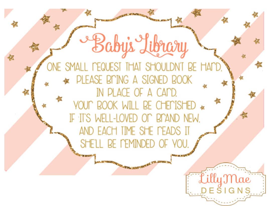 Bring a Book, Build Baby's Library, Library Card Inserts, Book Card ...