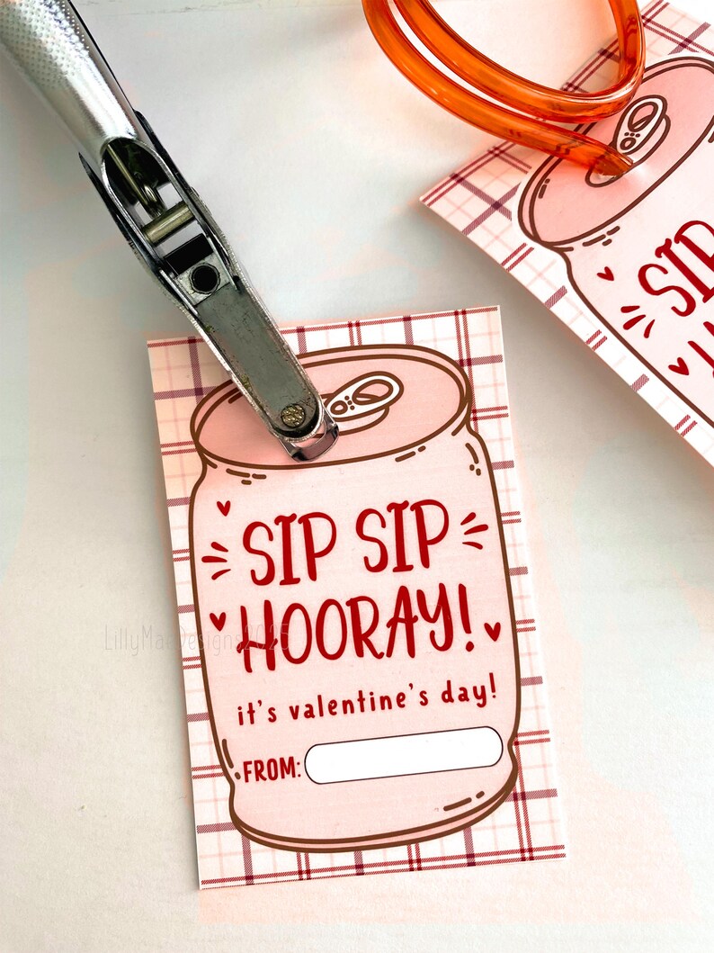 Soda Valentines Cards, Sip Sip Hooray, Silly Straw Valentines ...