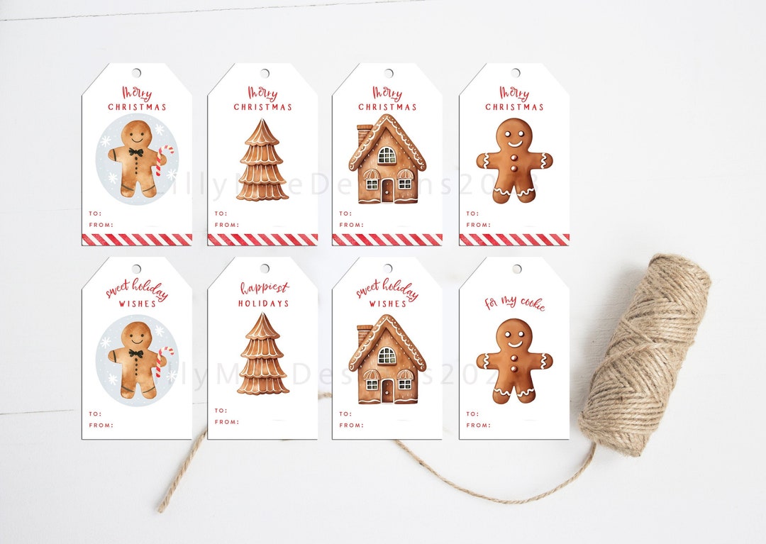 Gingerbread Gift Tags, Christmas Present Tags, Printable Holiday Tags ...