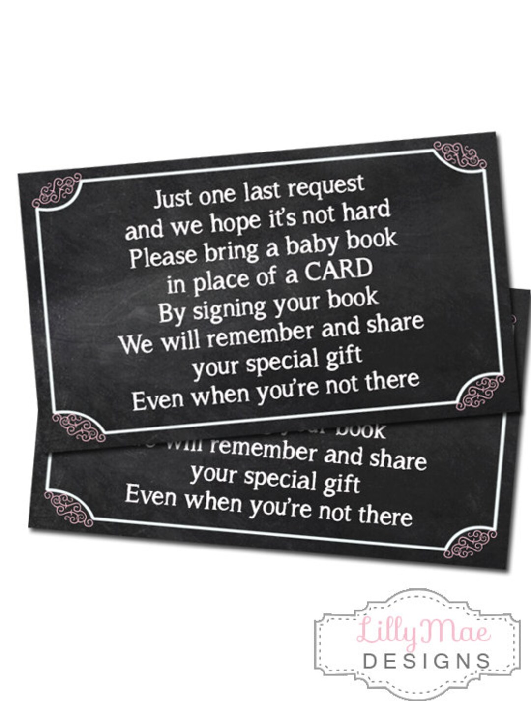 Chalkboard Bring a Book Card Insert Library Card Sugar and Spice ...