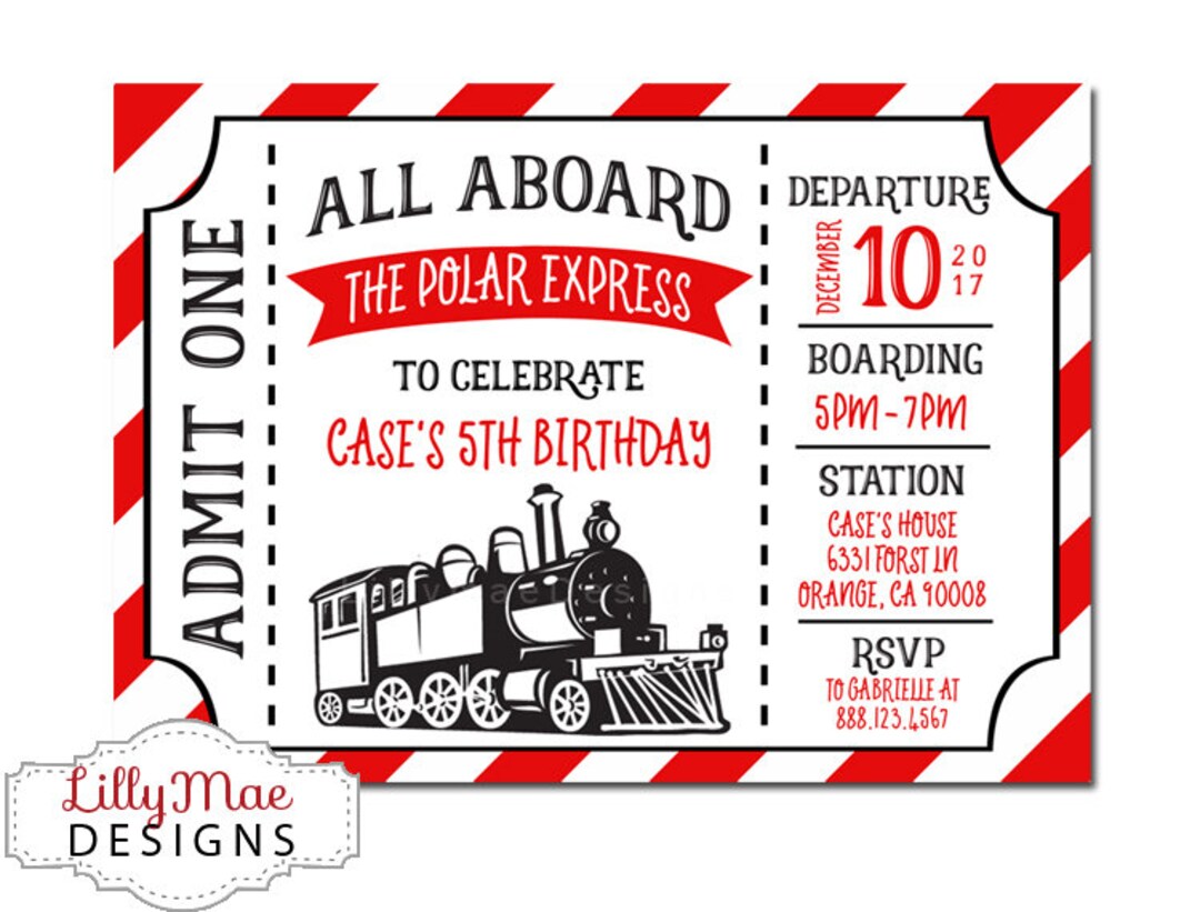 Polar Express Invitation, Train Invitation, Christmas Birthday ...