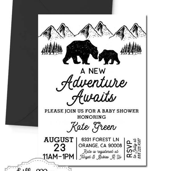 Adventure Baby Shower Invitation Oh Boy Mountain Outdoor - Etsy