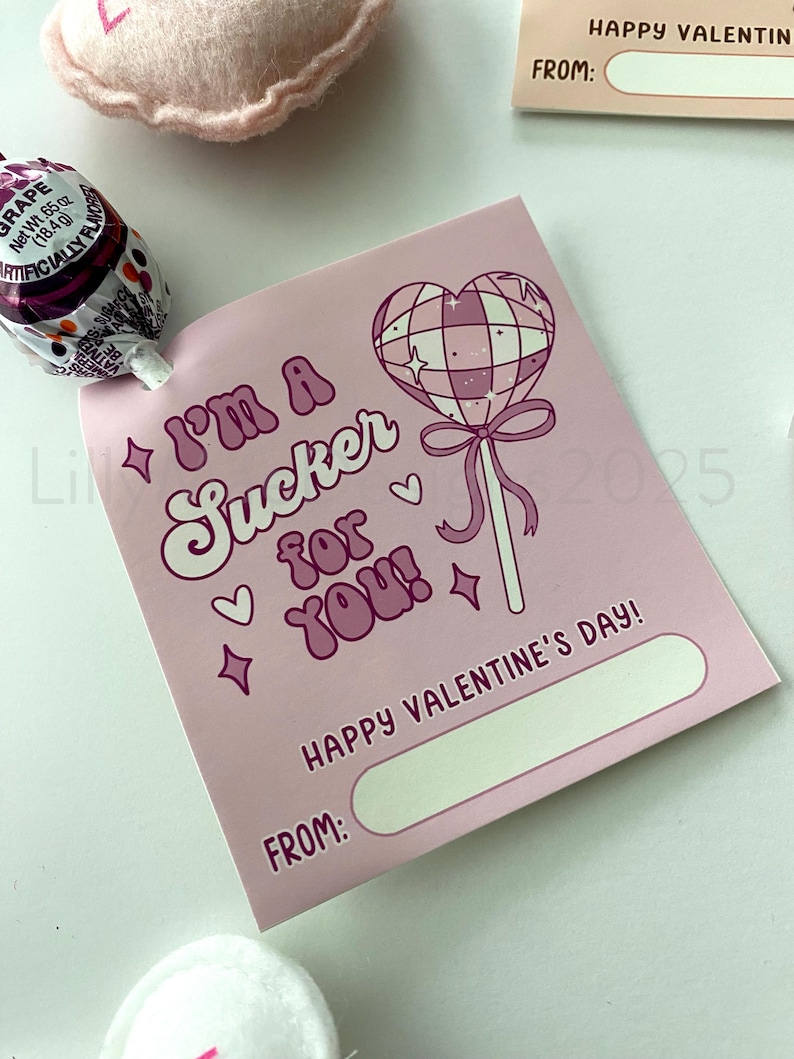 Sucker Valentine Cards for Kids Printable, Lollipop Classroom ...