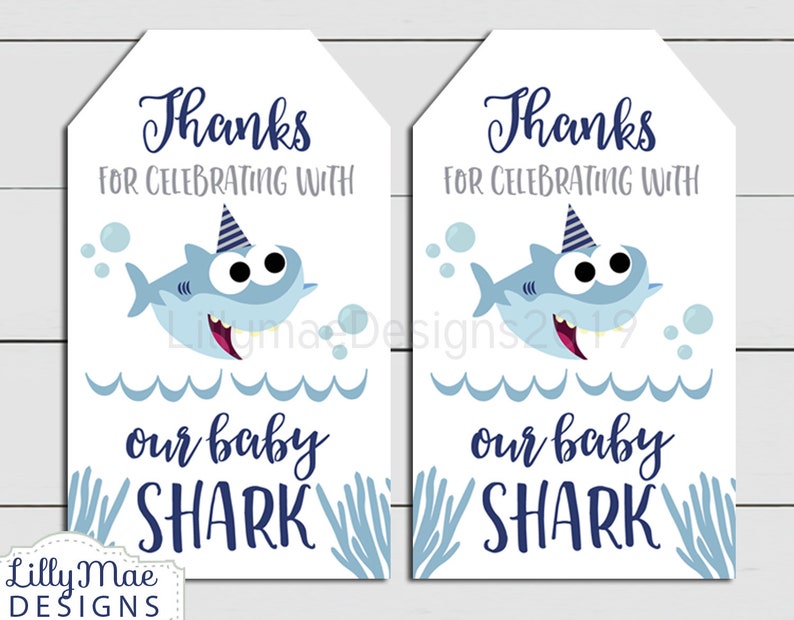 Baby Shark Favor Tags Baby Shark Gift Tags Baby Shark Party - Etsy