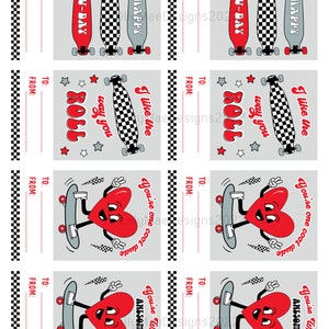 Skateboard Class Valentines, Boy's Classroom Valentines, Kids School ...
