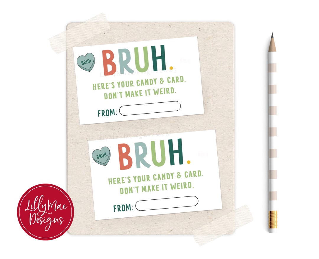 Bruh Valentines Cards, Funny Classroom Valentines, Boy Valentines Cards ...