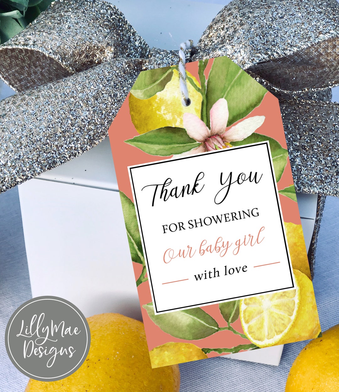 Lemon Favor Tags, Lemon Gift Tags, Lemon Baby Shower Tags, Thank You ...