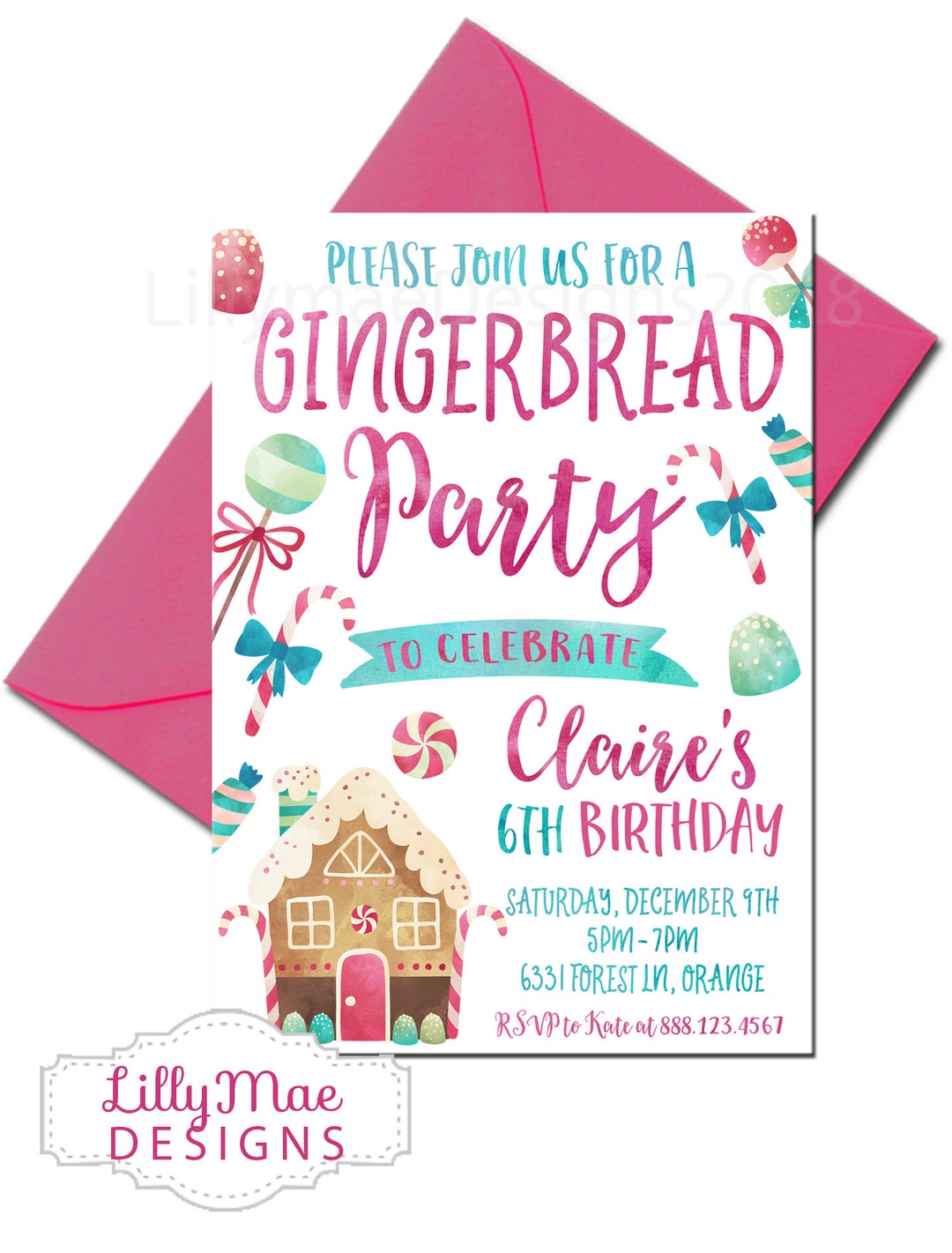 Gingerbread House Invitation, Gingerbread Party Invitation, Christmas ...
