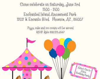 Merry Go Round Birthday Invitation - Etsy