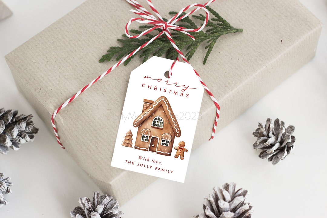 Gingerbread House Gift Tags, Personalized Christmas Gift Tags, Holiday ...