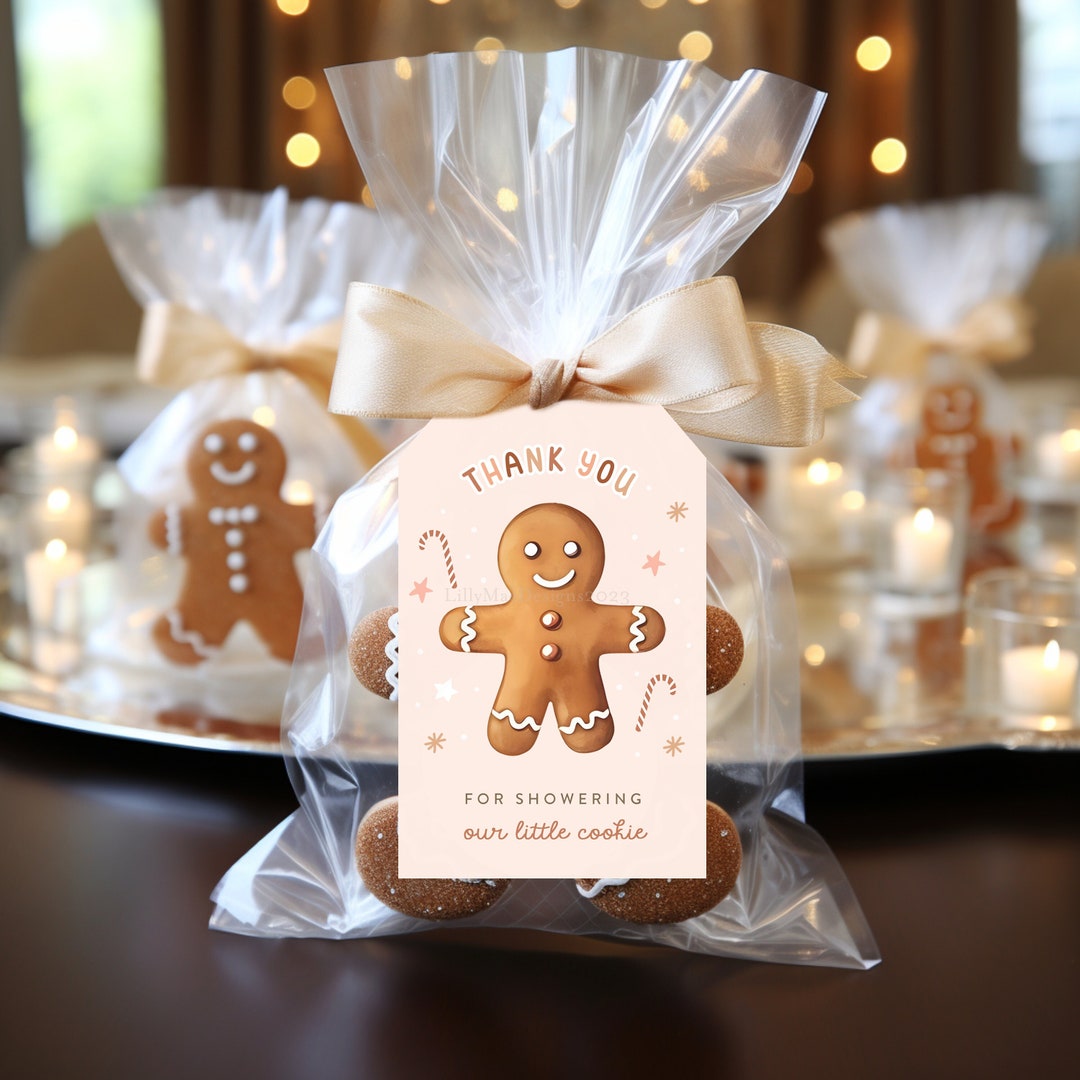 Gingerbread Favor Tags, Gingerbread Baby Shower Thank You Tags, Pink ...