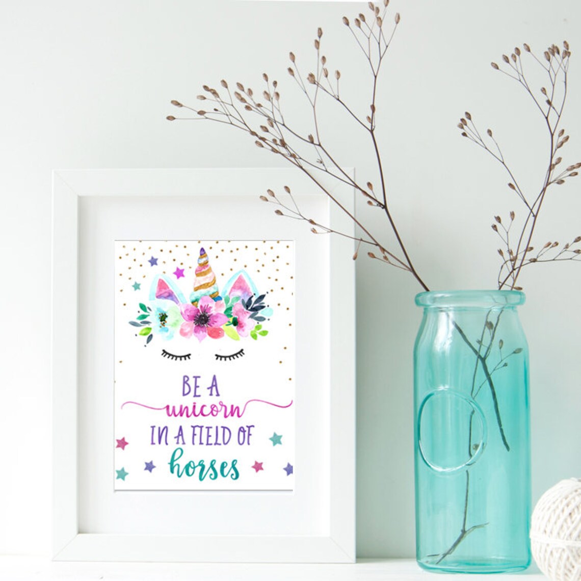 Be a Unicorn in a Field of Horses Unicorn Wall Art Unicorn - Etsy