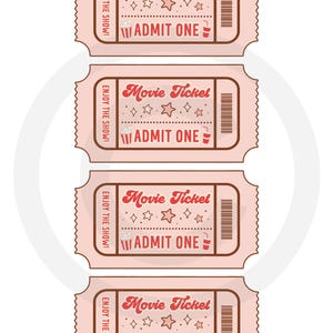Movie Ticket Printables, Retro Movie Party, Pretend Play Movie Tickets ...