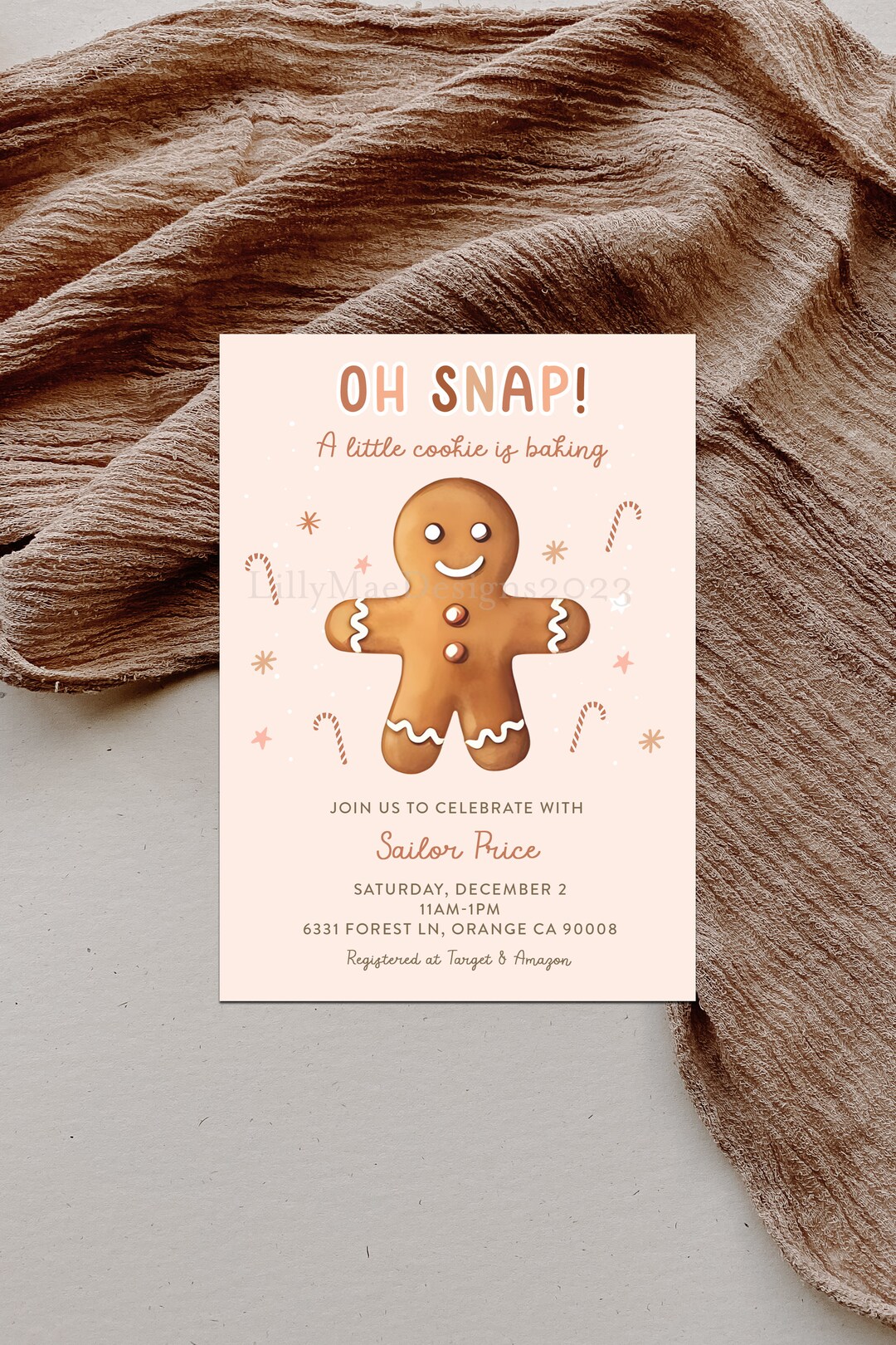 Gingerbread Shower Invitation, Oh Snap Baby Girl Shower Invitation ...