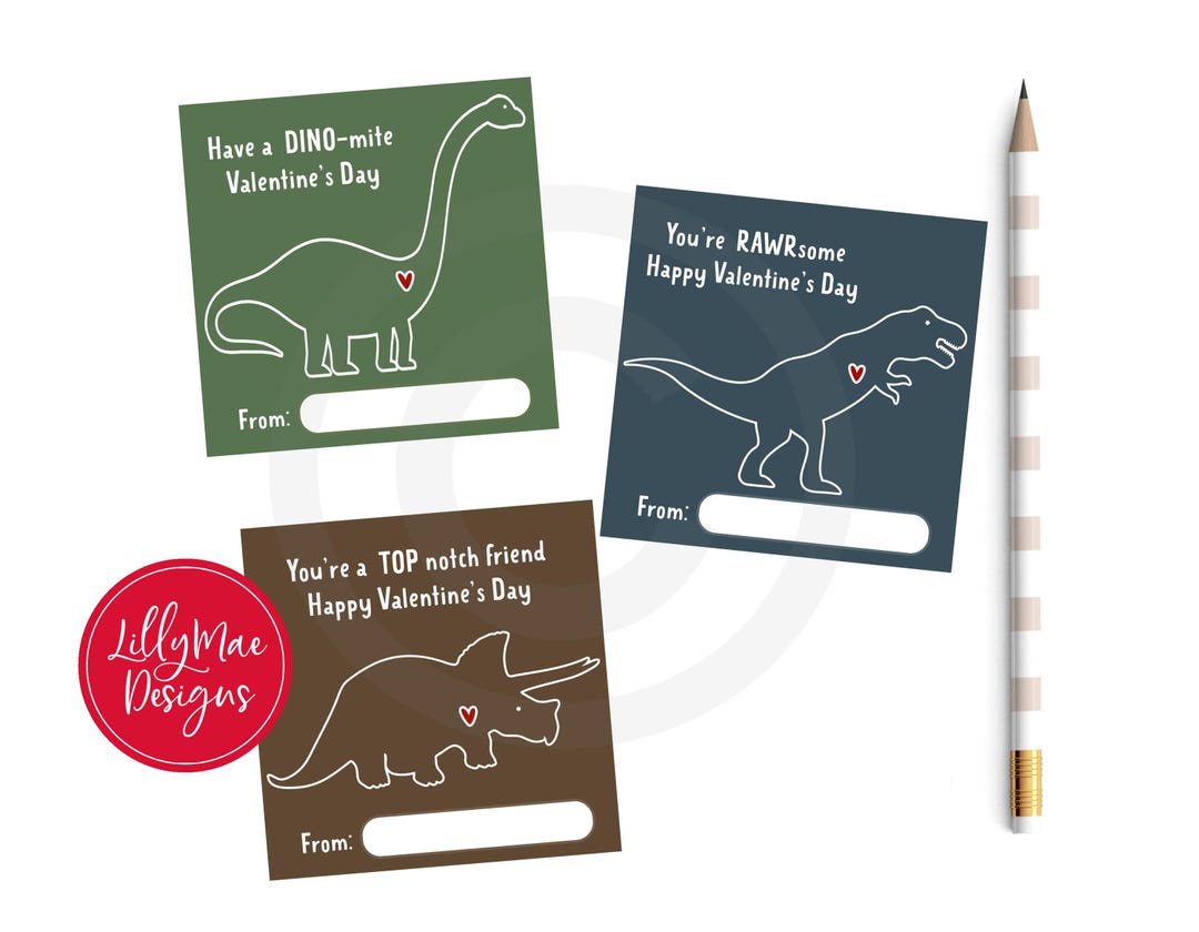 Dinosaur Valentines Cards, Boys Classroom Valentines, Dinosaur School ...