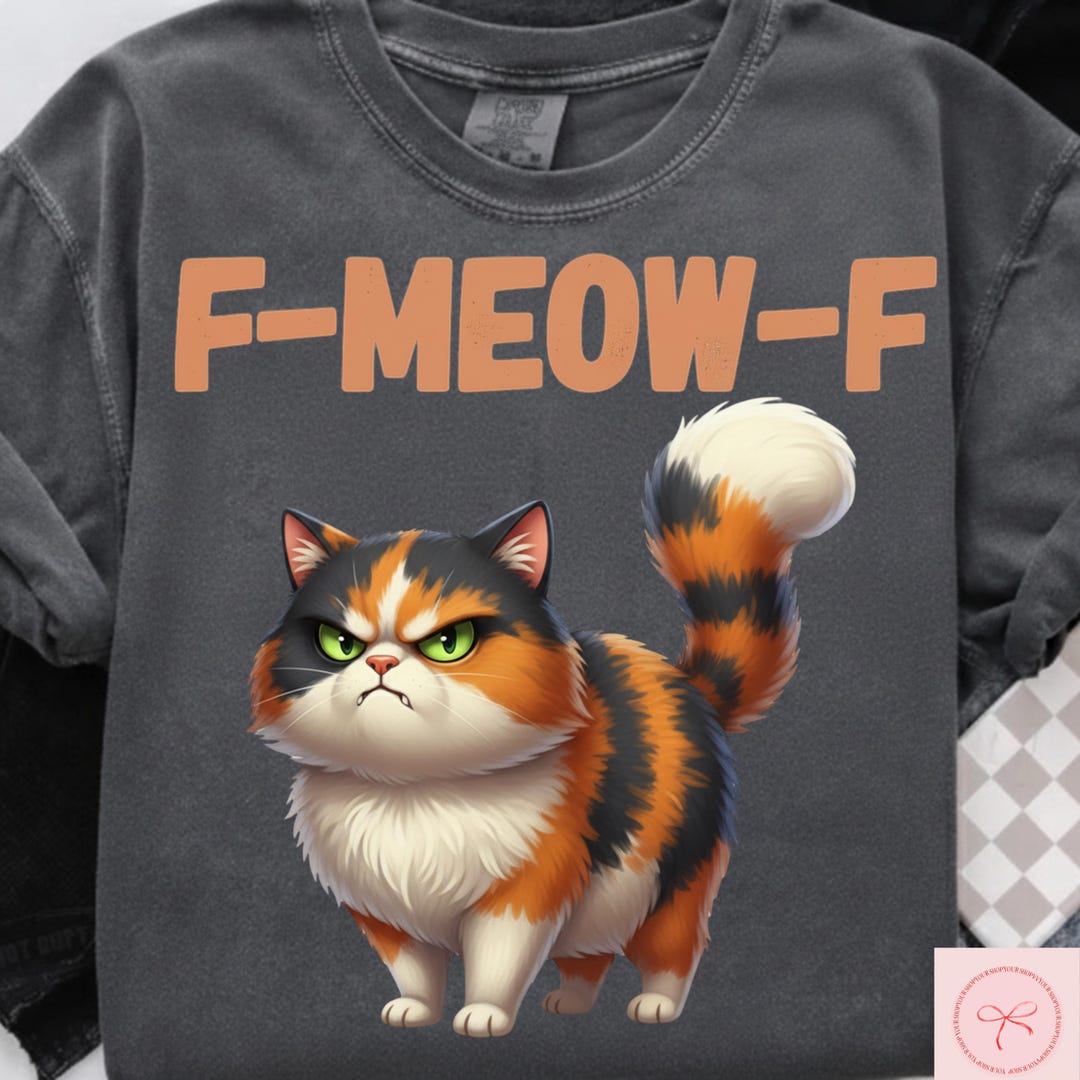 Funny Screaming Cat PNG: F-MEOW-F Meme Shirt Design | Humor Design ...
