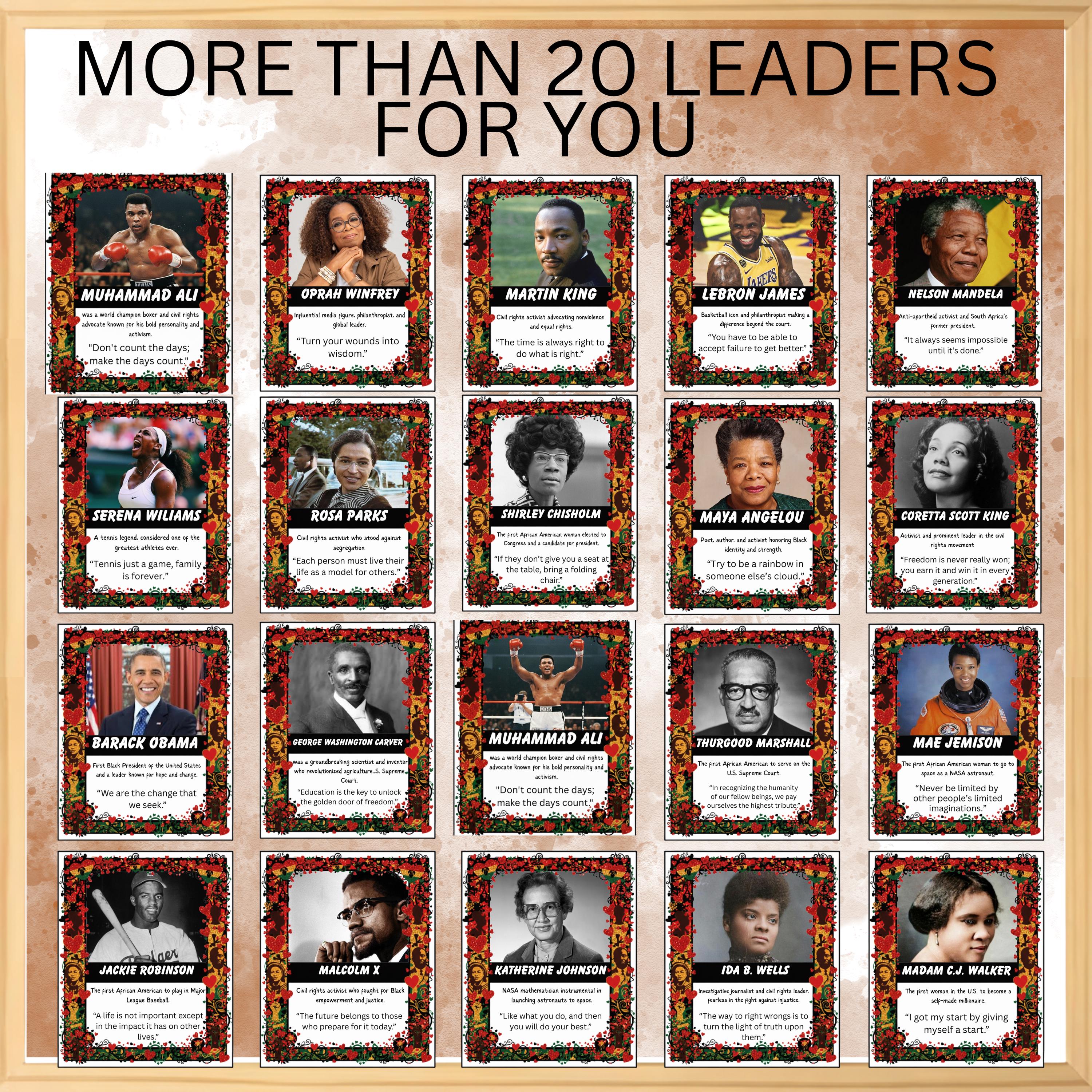 Black History Month Leaders Biography Posters | Heart Valentine’s Day ...