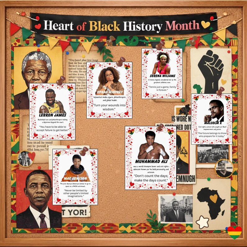 Black History Month Leaders Biography Posters | Heart Valentine’s Day ...