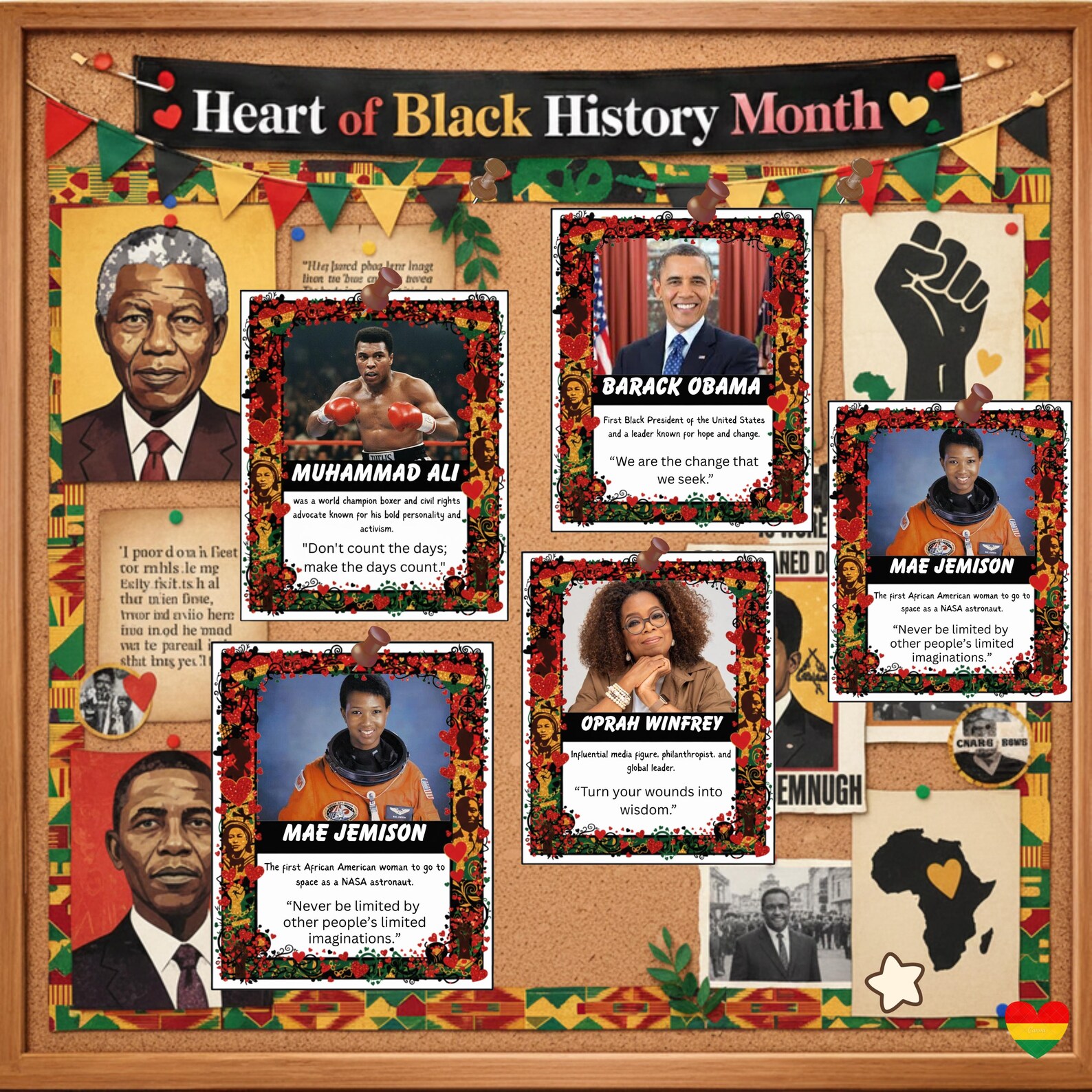 Black History Month Leaders Biography Posters | Heart Valentine’s Day ...