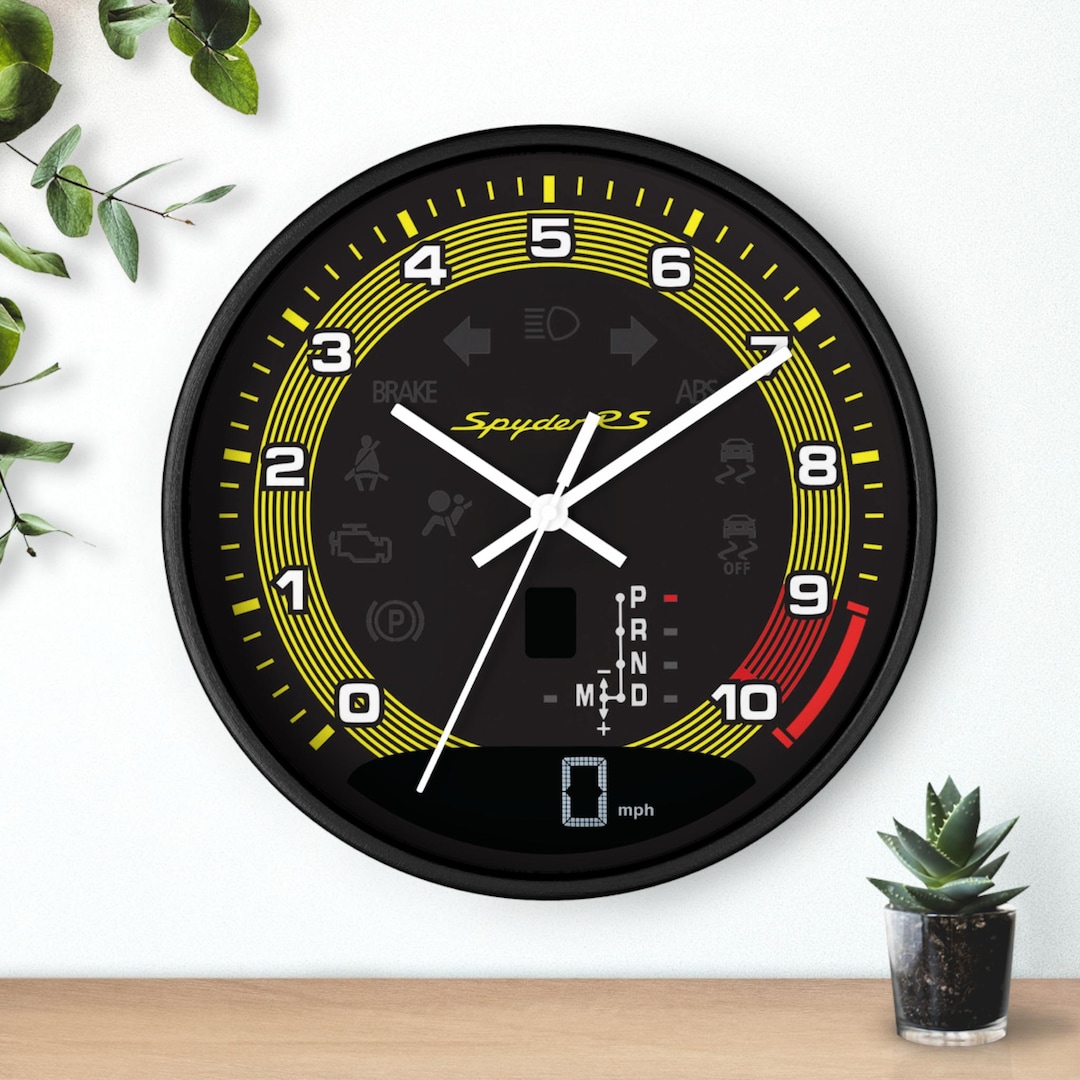 Blk Yellow Spyder RS Wall Clock for Porsche Lovers, Modern Home Decor ...