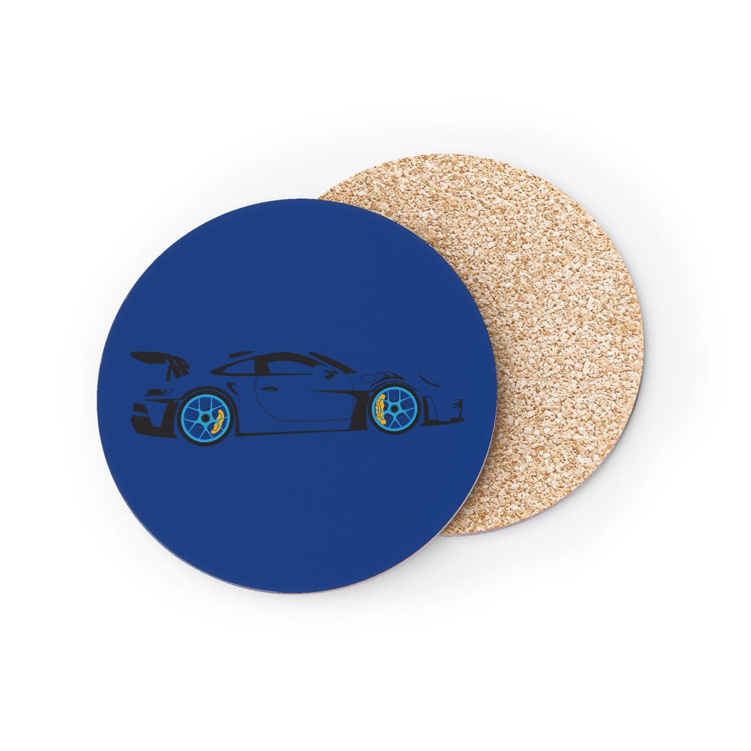 Blue/yellow 911 GT3 RS Coasters, Racing Auto Lover Gift, Drink Coasters ...