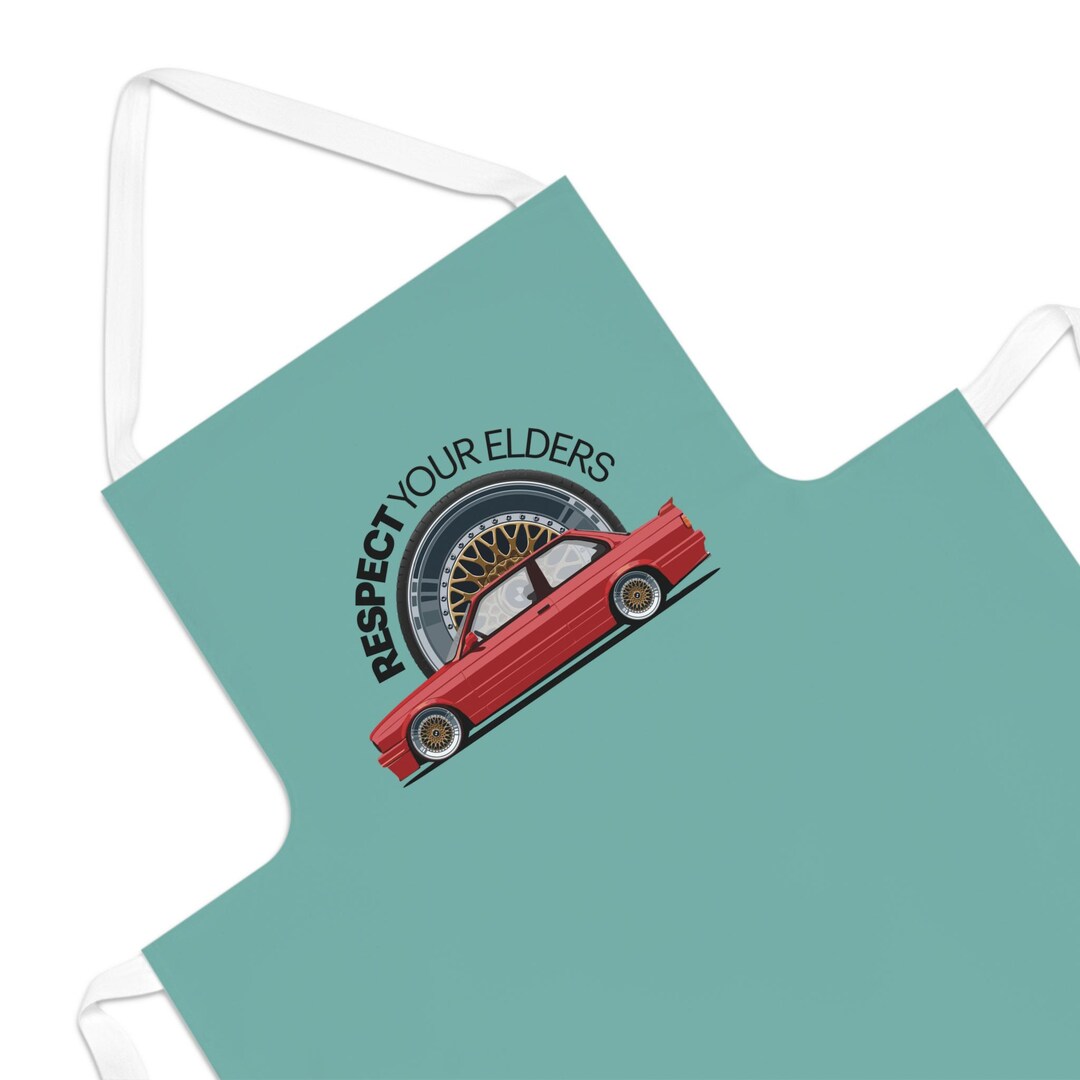 Respect Your Elders E30 BBS Enthusiast Apron - Retro Automotive Gift for Grill Lovers, Kitchen ...