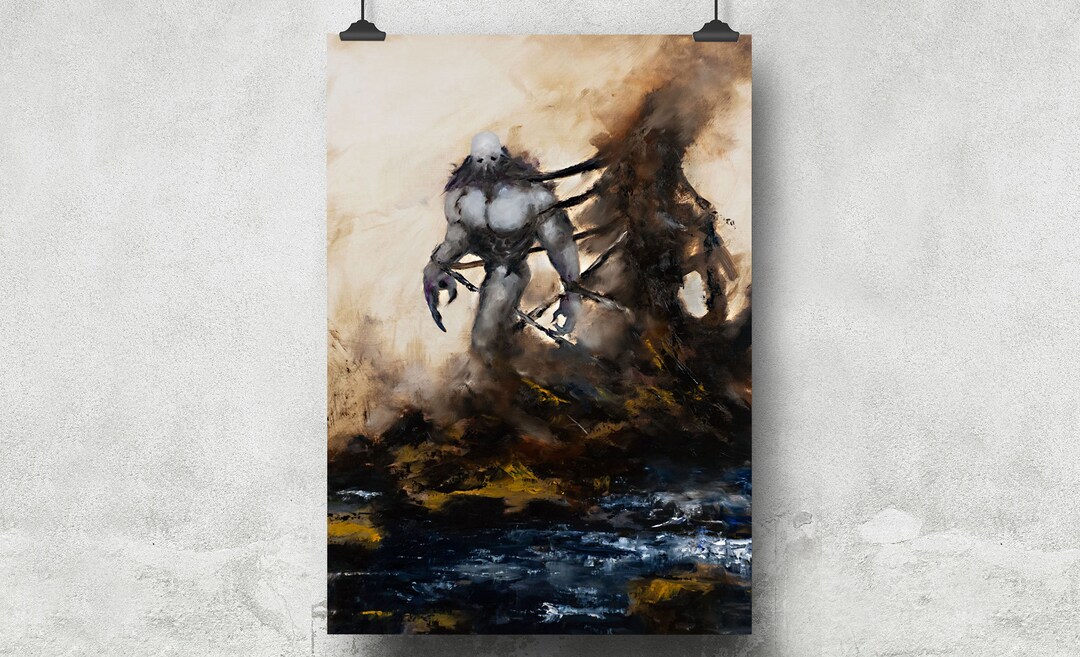 Chained Sideshow Zombie Wall Art Print, Gigantic Monster Dark Academia ...