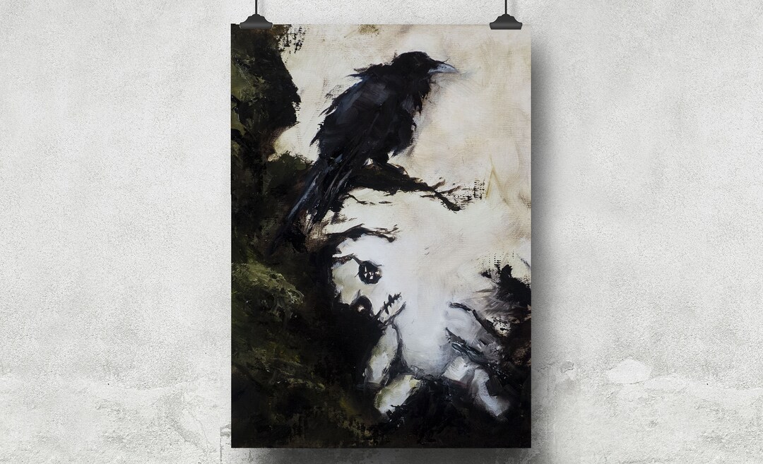Spooky Voodoo Doll and Raven Dark Fantasy Art, Crow Surrealism Artwork ...