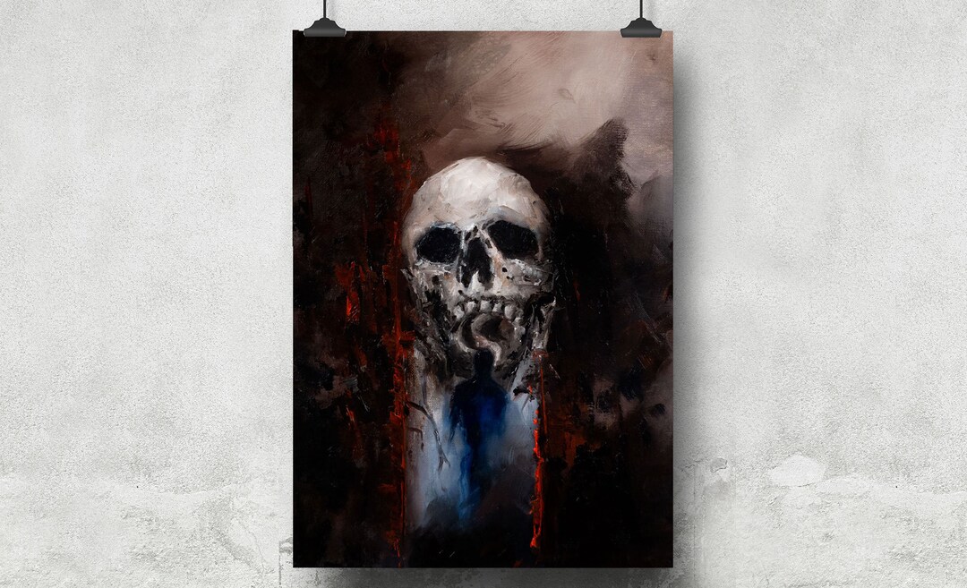 Surrealism Poster of Gothic Skull, Death and Magic Spooky Season ...