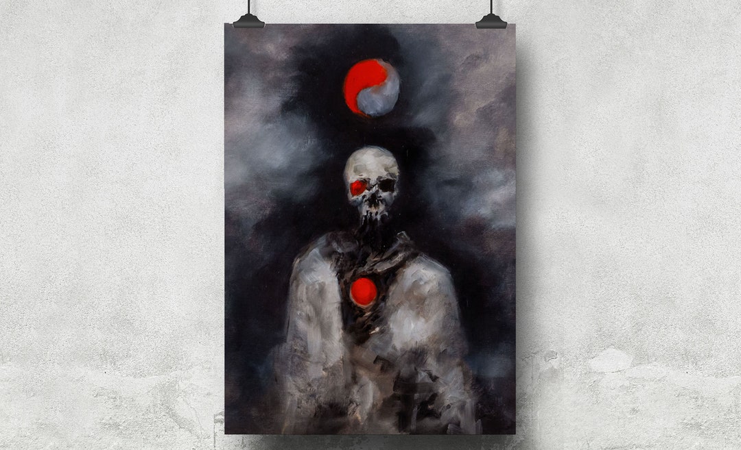 Spiritual Wall Art, Motivational Poster of Skulls and Yin and Yang ...