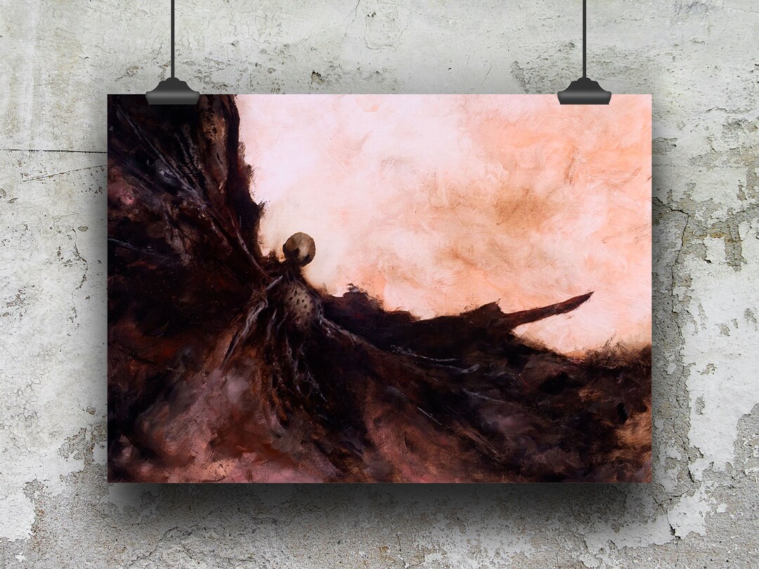 Spooky Mothman Cryptid Poster, Urban Legend Folklore Creature Wall Art ...