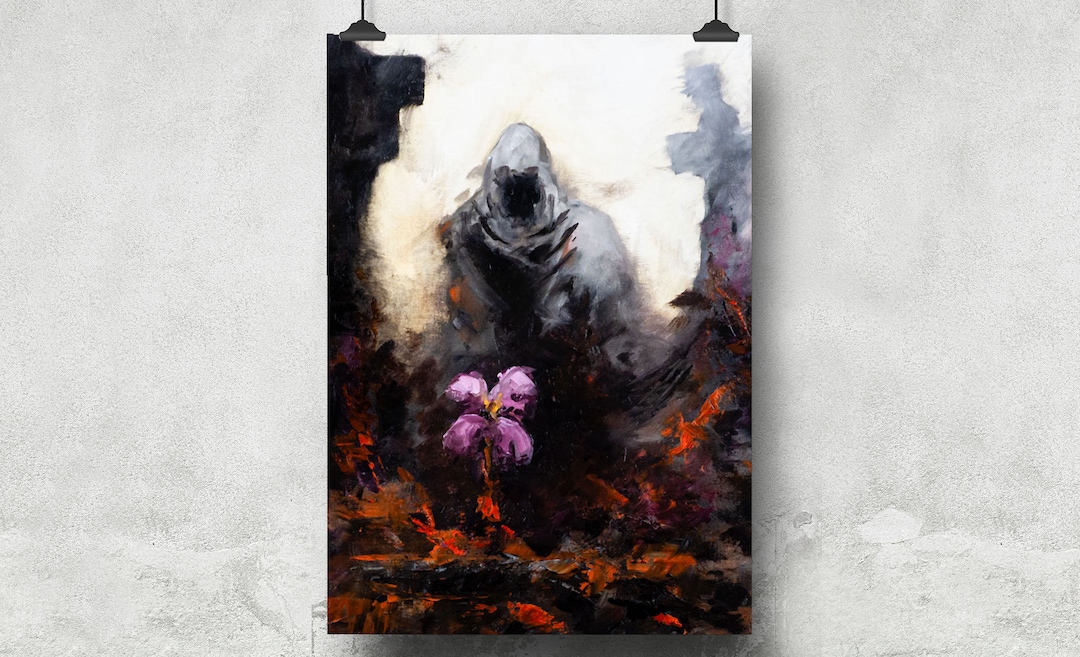 Grim Reaper and Purple Death Flower Original Art, Dark Fantasy Art Home ...