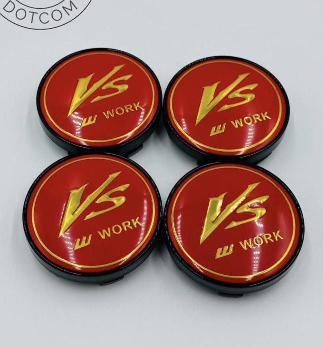 4pcs 60MM Red/gold Color VS Work Wheels Car Wheel Center Cap Cover ...