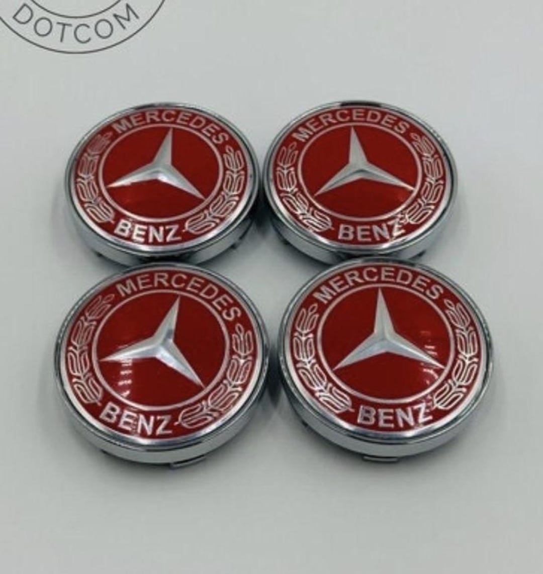 4pcs 60MM Alloy Red/chrome Mercedes Benz Logo Car Wheel Center Cap ...