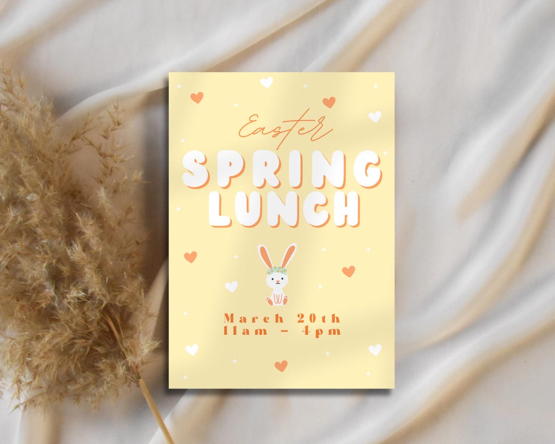 Editable Spring Lunch Invitation - Easter Egg Hunt, Dinner, and ...