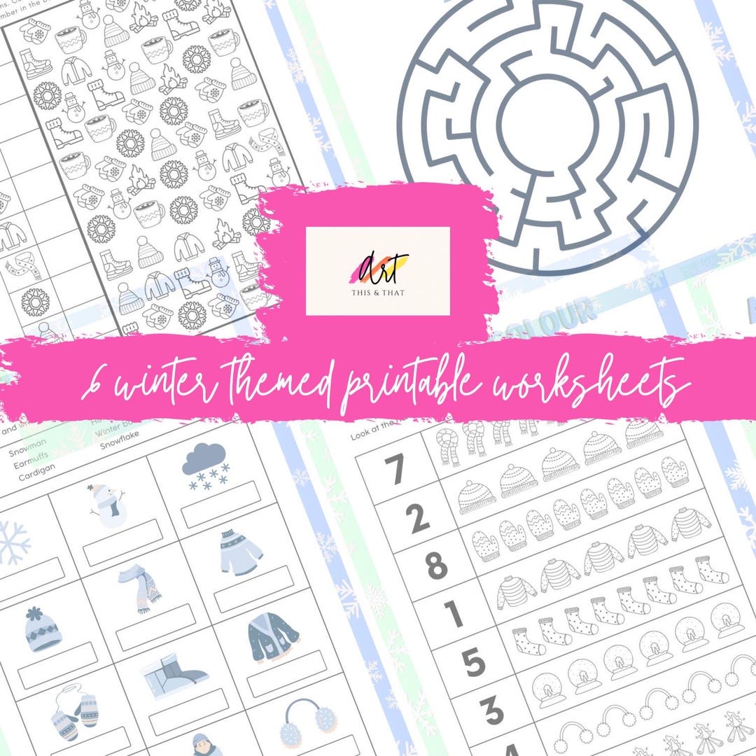 Winter Themed Printable Children Worksheets - Etsy