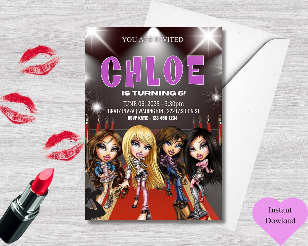 Fashion Doll Birthday Party Invitation Bratz Doll Invitation Y2K ...