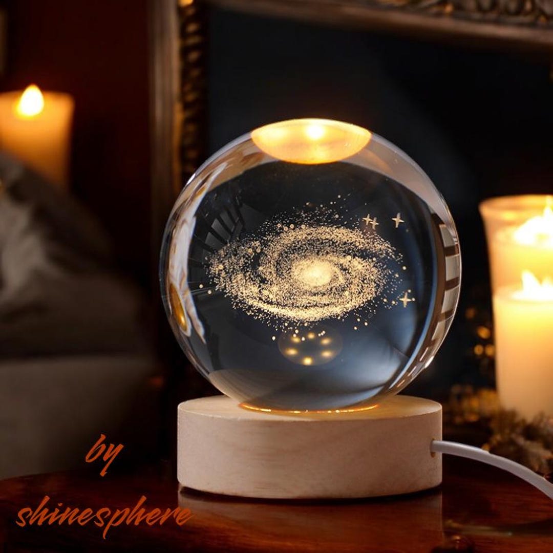 Custom Crystal Ball Lamp Milky Way 3D Printed Night Light, Personalized ...