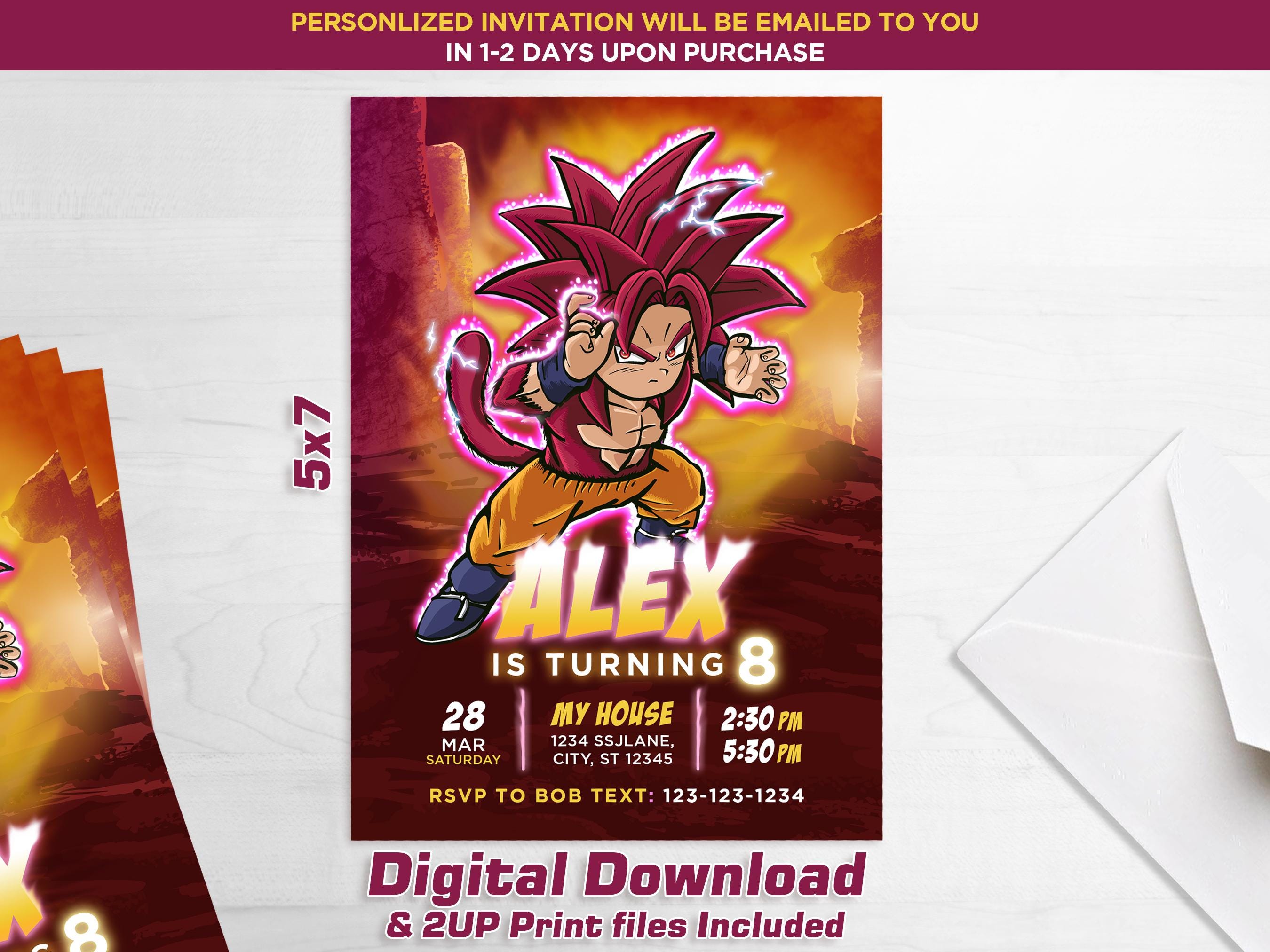 Printable Personalized Goku Birthday Invitation, SSJ4, SSJ4 Goku, Print ...