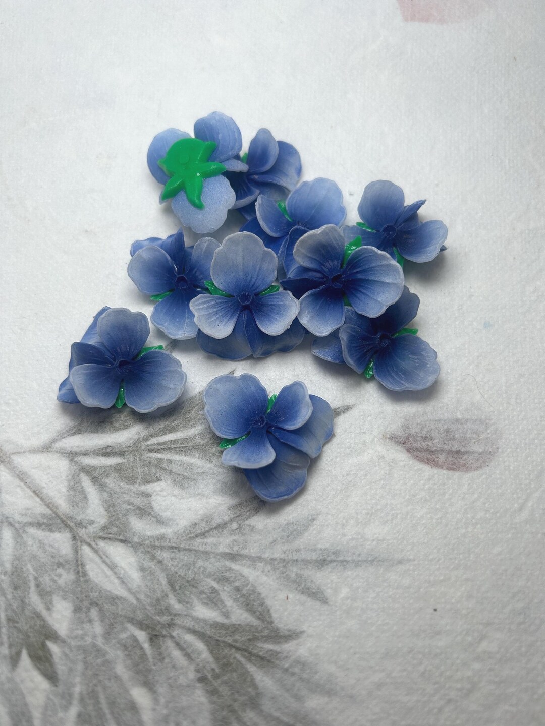 Vintage Plastic Blue Flower Embellishments - Etsy