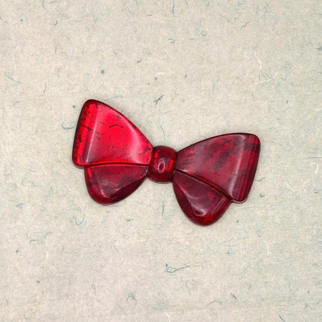 Vintage Red Foil Backed Bow Cabochon - Etsy