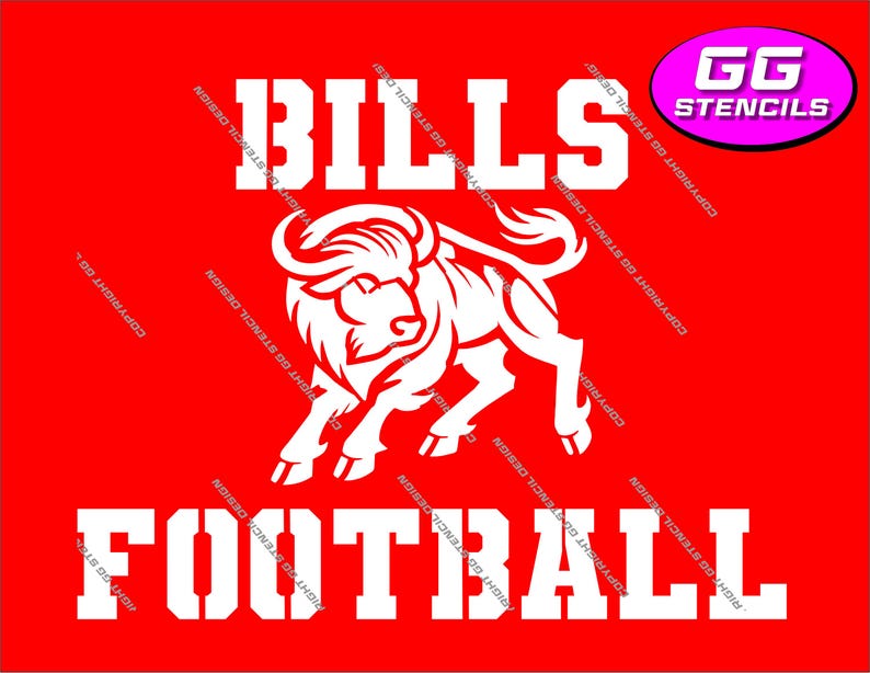 Buffalo Bills Football Inspired Logo Stencil 8 Inch Stencil on Durable ...