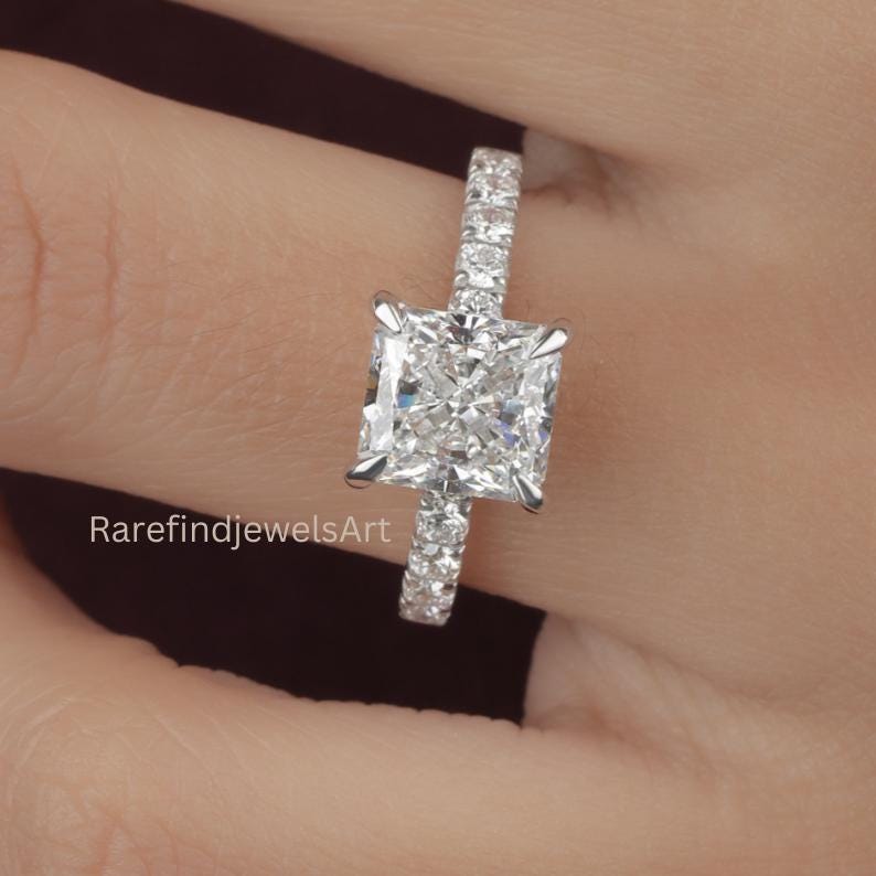 Classy 2.5 Ct Princess Cut Lab Grown Diamond Engagement Ring / Princess ...