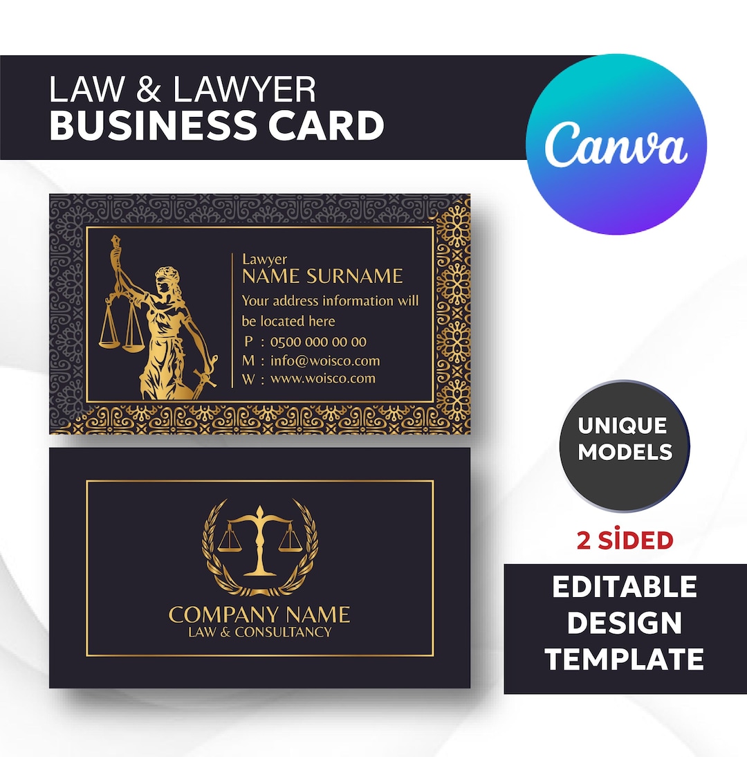Editable Lawyer Business Card Template • Attorney / Law Firm Minimalist ...