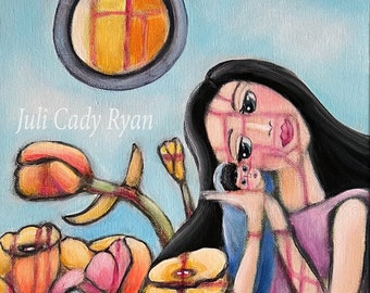 Mother Art on Canvas, Mother Under the Moon, Moon Art, Mother S Day ...