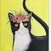 Tuxedo Cat With Flowers Poster Print, 10" X 24" - Etsy