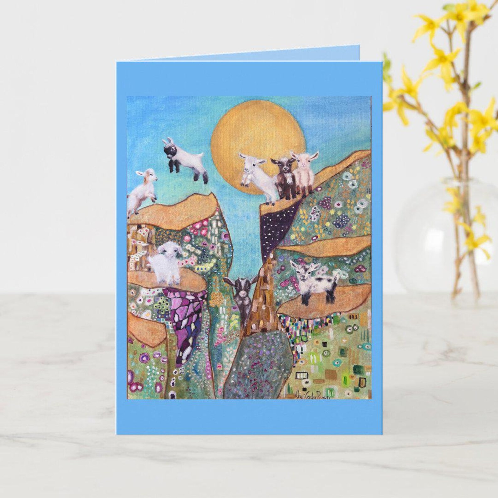 Customizable Baby Goats Celebration Card, Birthdays, Graduations, Etc ...