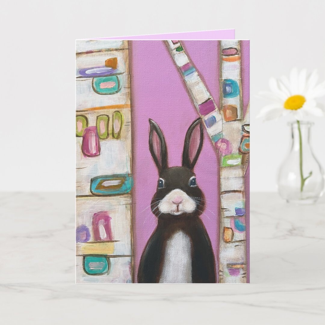 Customizable Bunny Greeting Cards for Spring, Easter, Birthday, 3 Bunny ...
