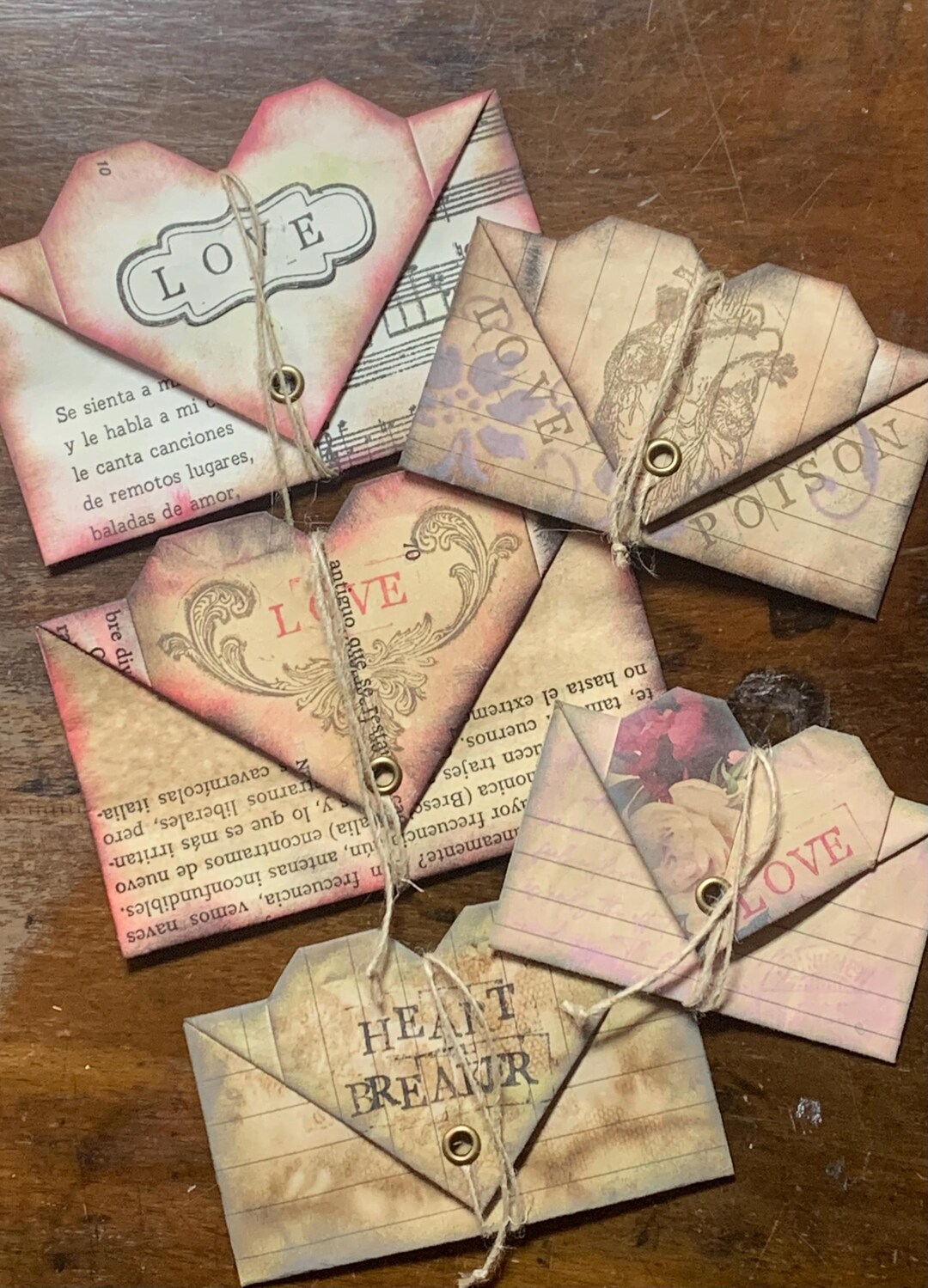 5 Pieces Set Origami Heart Envelopes for Valentines Day - Etsy