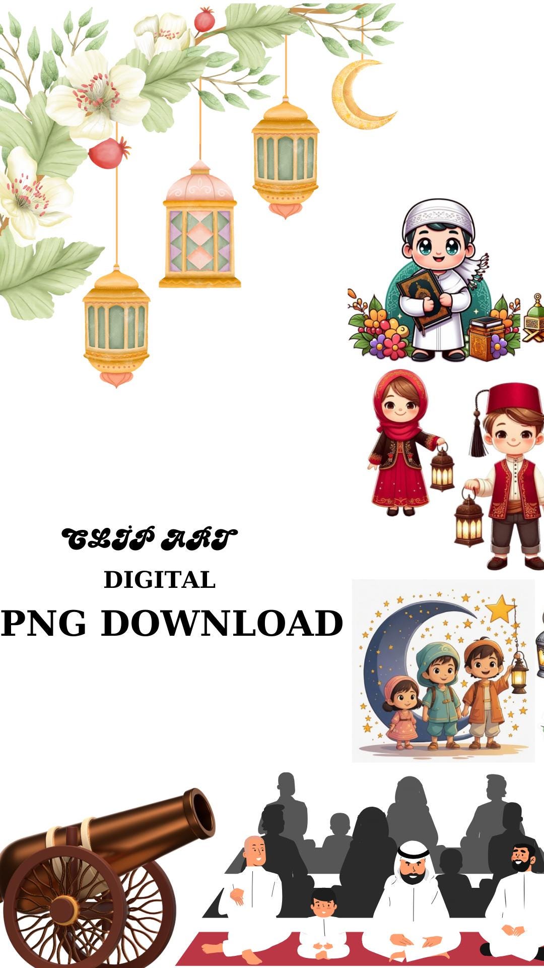 Eid & Ramadan Clipart Set – High-quality Islamic Graphics for DIY Merch ...